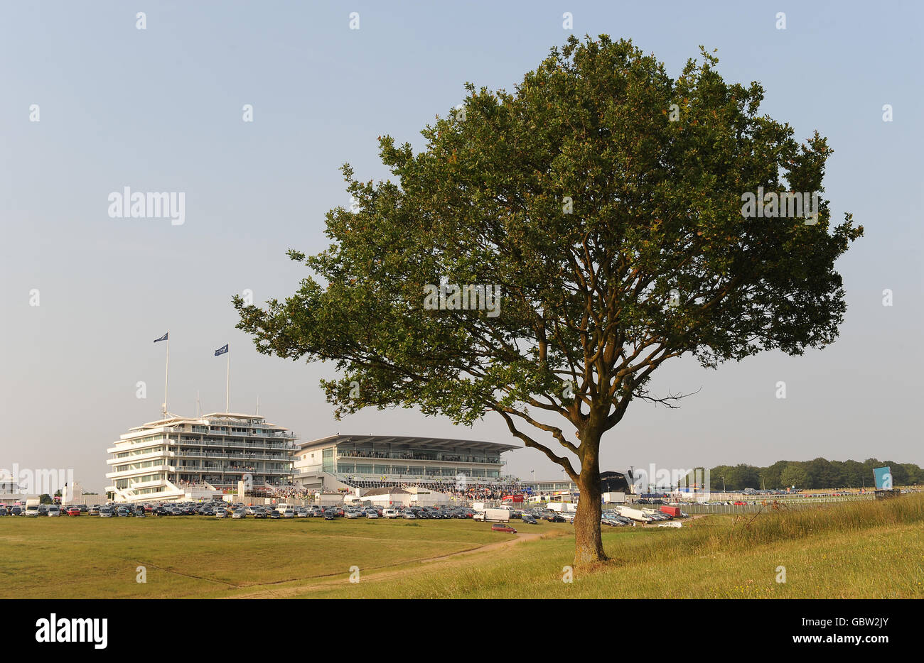 General view of the queens stand at epsom downs racecourse hi-res stock ...