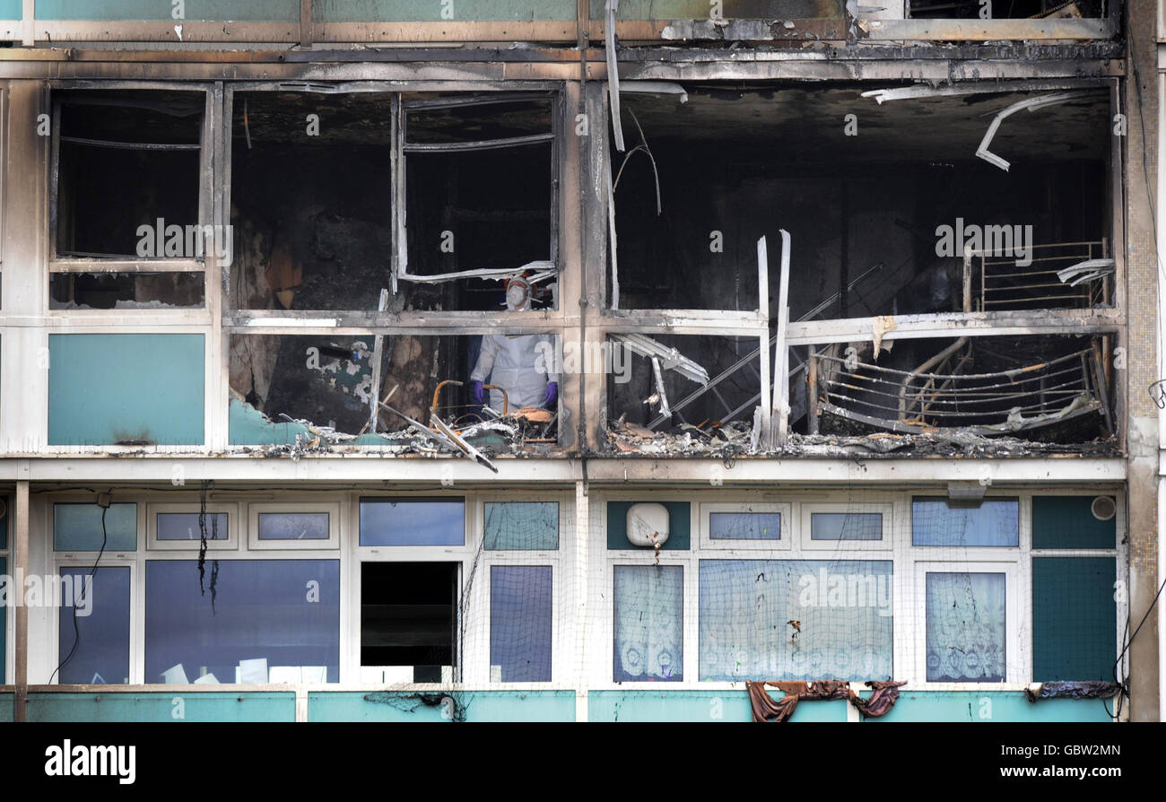 Tower block fire Stock Photo - Alamy