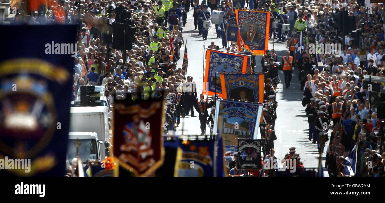 Annual Orange Walk in Glasgow Stock Photo - Alamy