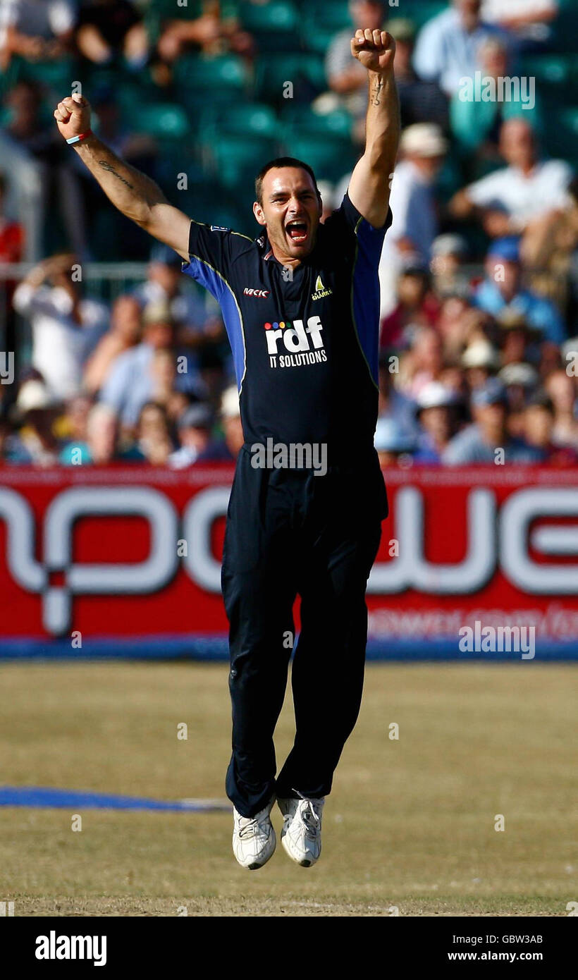 Sussex's Captain Michael Yardy celebrates taking the wicket of Steve ...