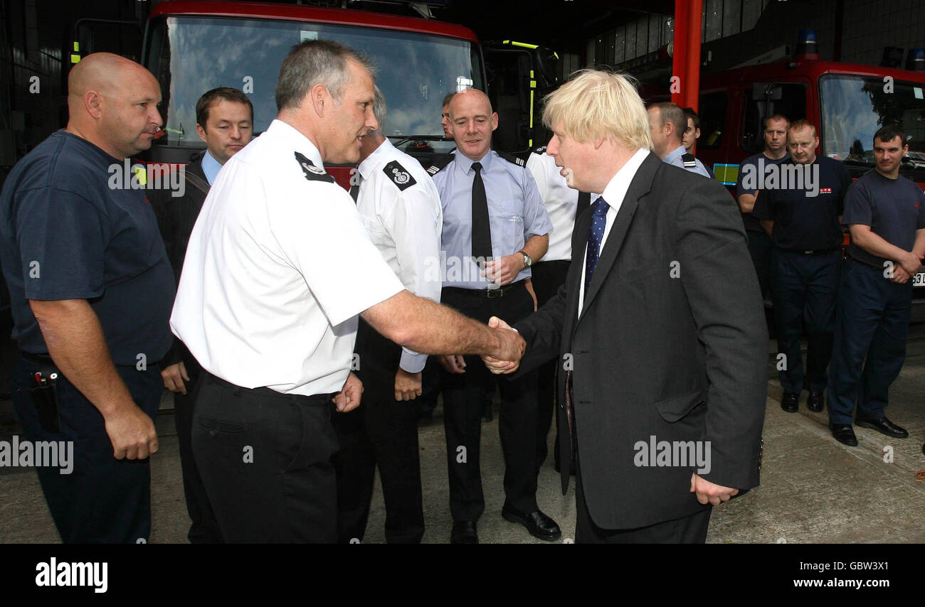 London Mayor Boris Johnson meets firefighters at Peckham Fire Station ...