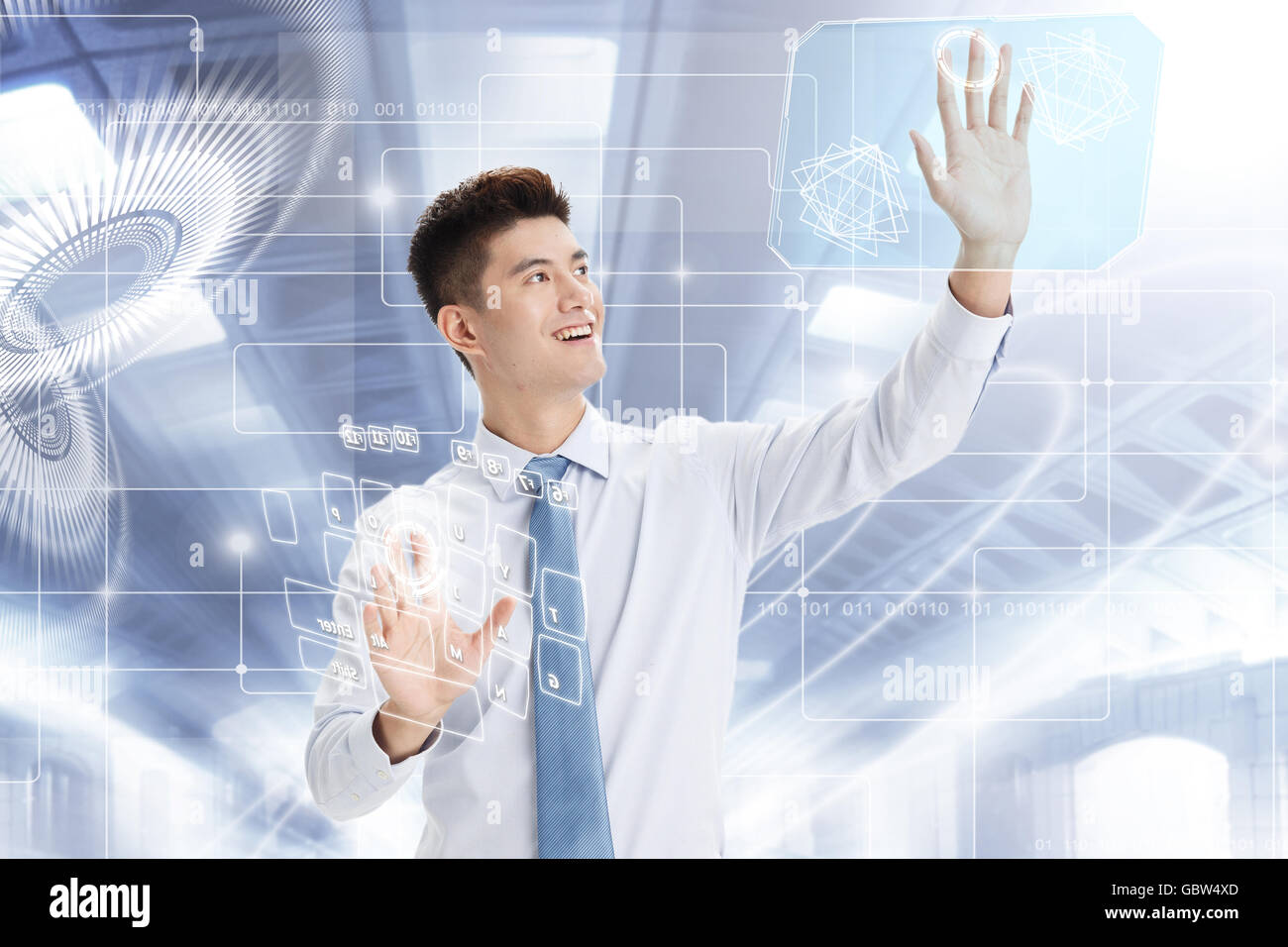 Network technology business man Stock Photo - Alamy