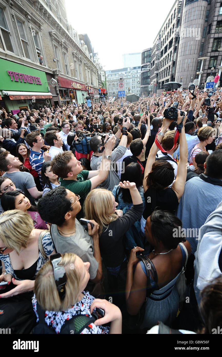 A general view of the crowd who gathered for a flash mob tribute to ...