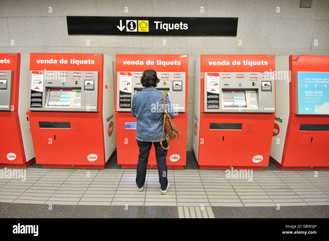 Ticket vending machines at Fontana subway station, Barcelona. Catalonia ...