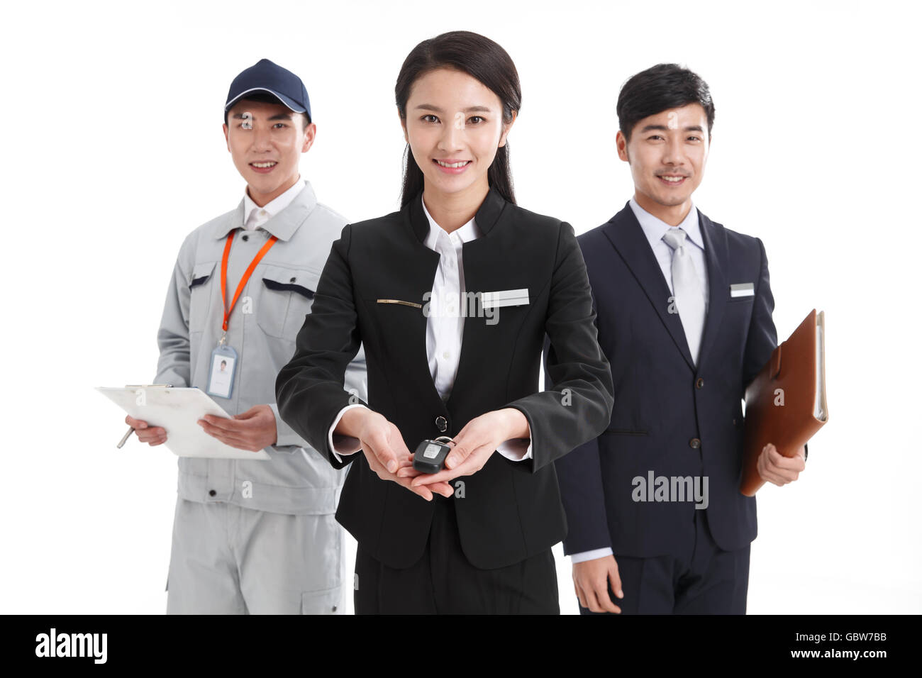 Car sales and maintenance personnel Stock Photo - Alamy