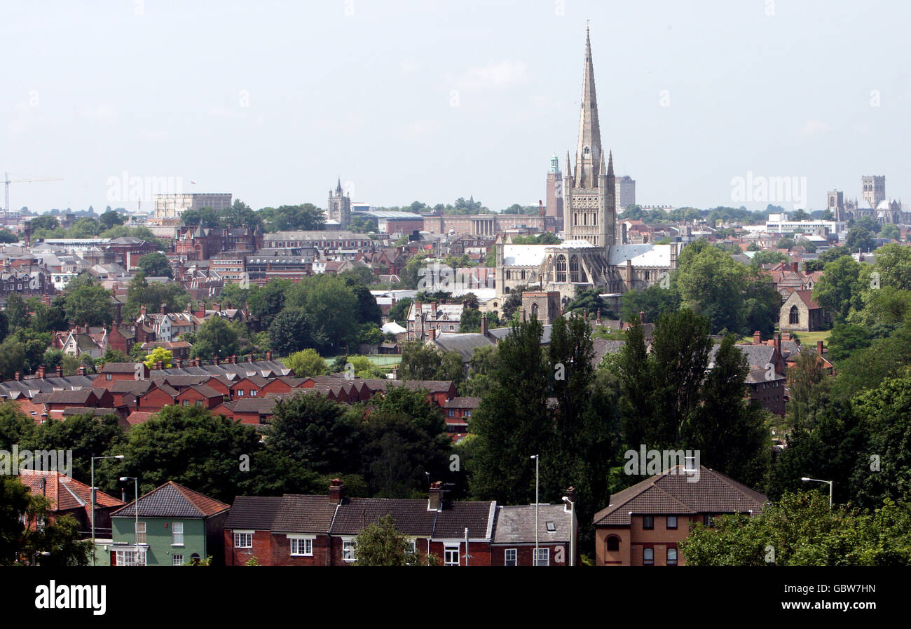 A general view of the Norwich City skyline, Norwich, Norfolk Stock ...