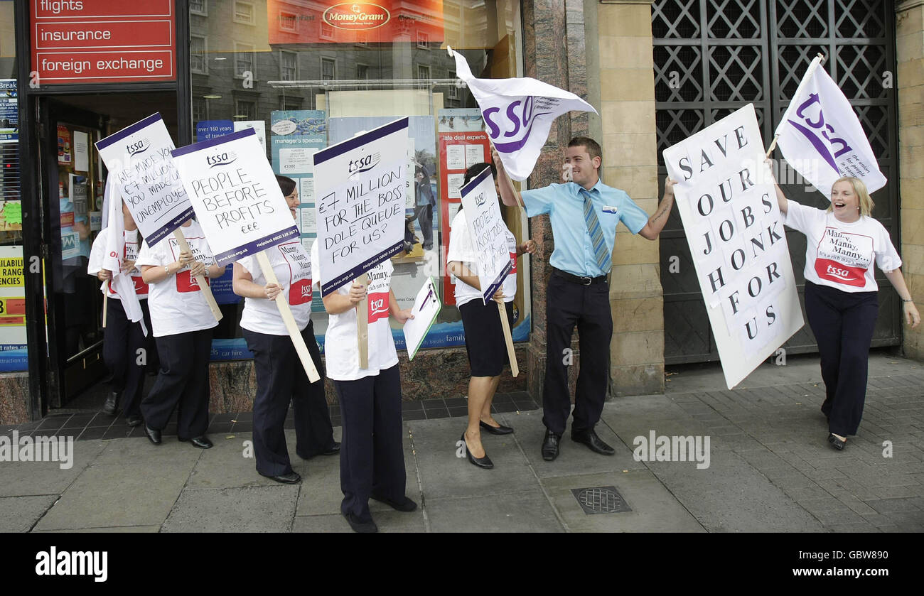 Thomas Cook staff hold a demonstration outside the Grafton Street store ...