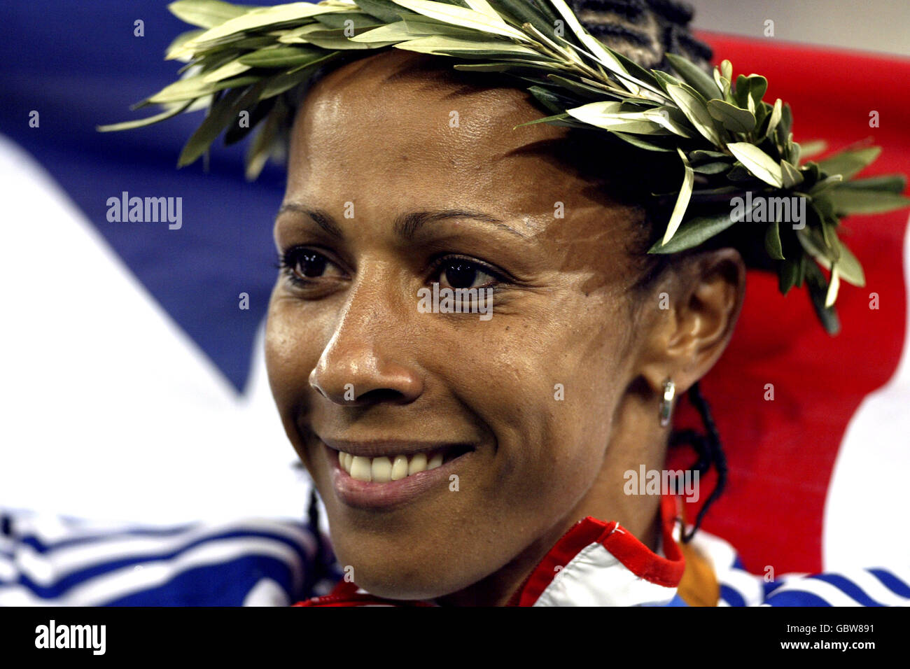 Head shot olympics celebration flag union jack headshot laurel wreath hi-res stock photography ...