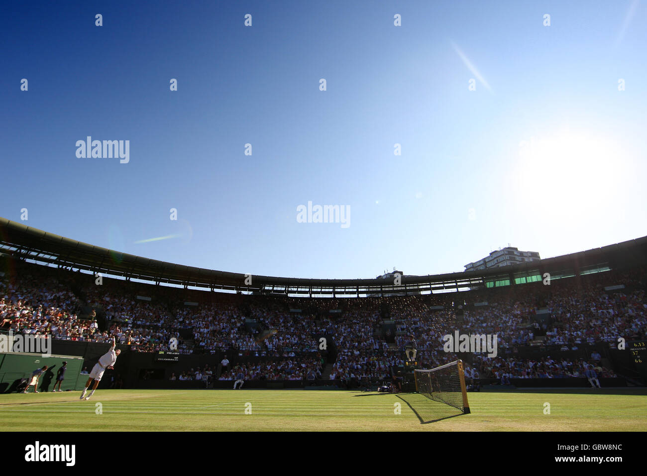 A view of Court One during the Wimbledon Championships at the All ...