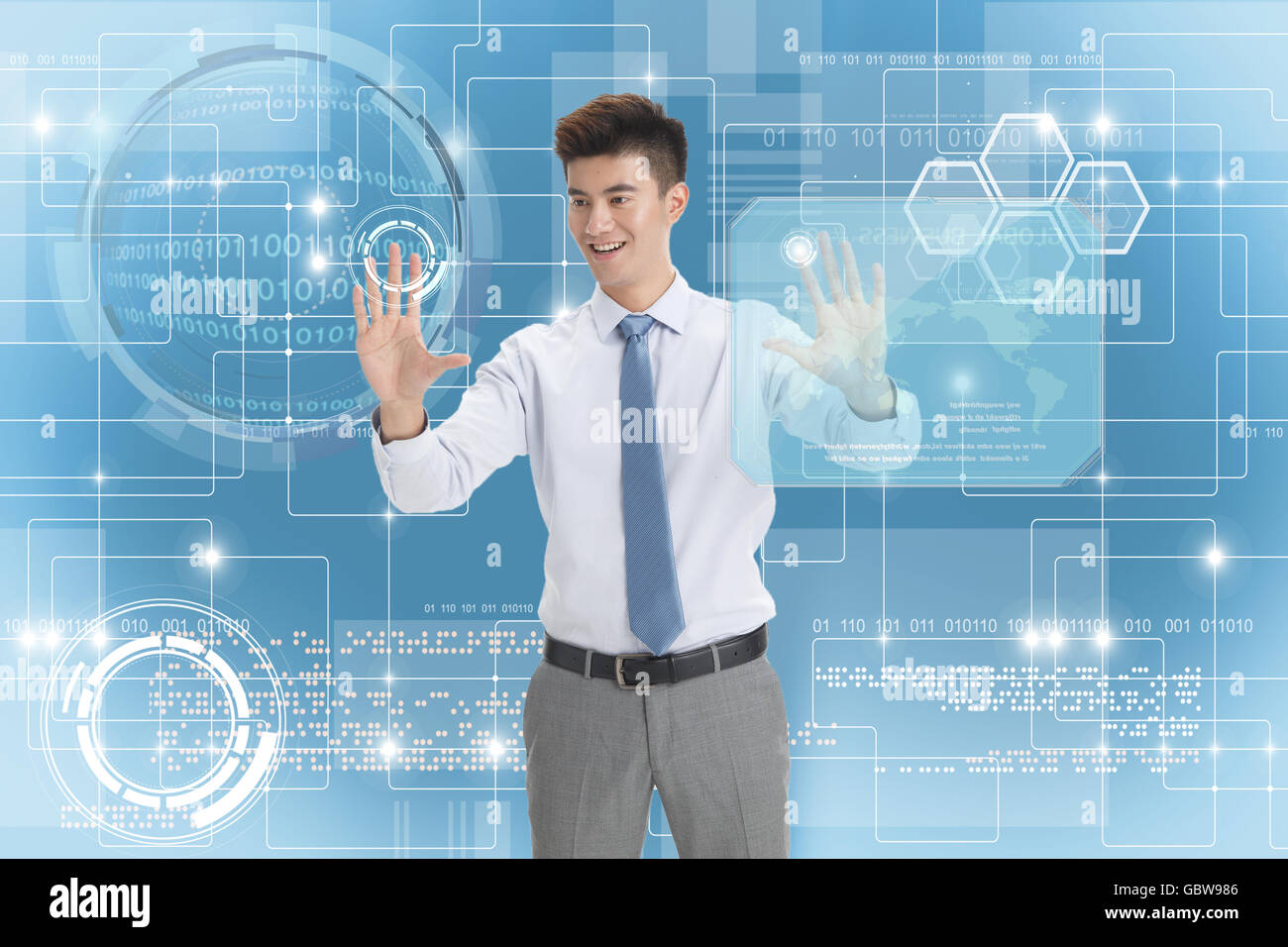 Network technology business man Stock Photo - Alamy
