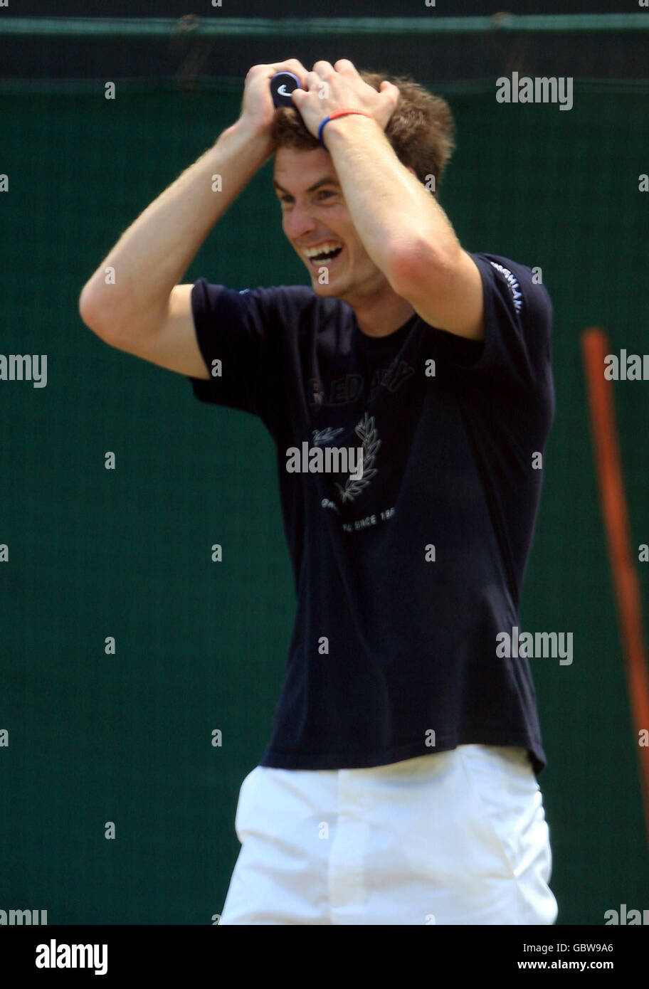 Great Britain's Andy Murray training on the practice courts Stock Photo ...