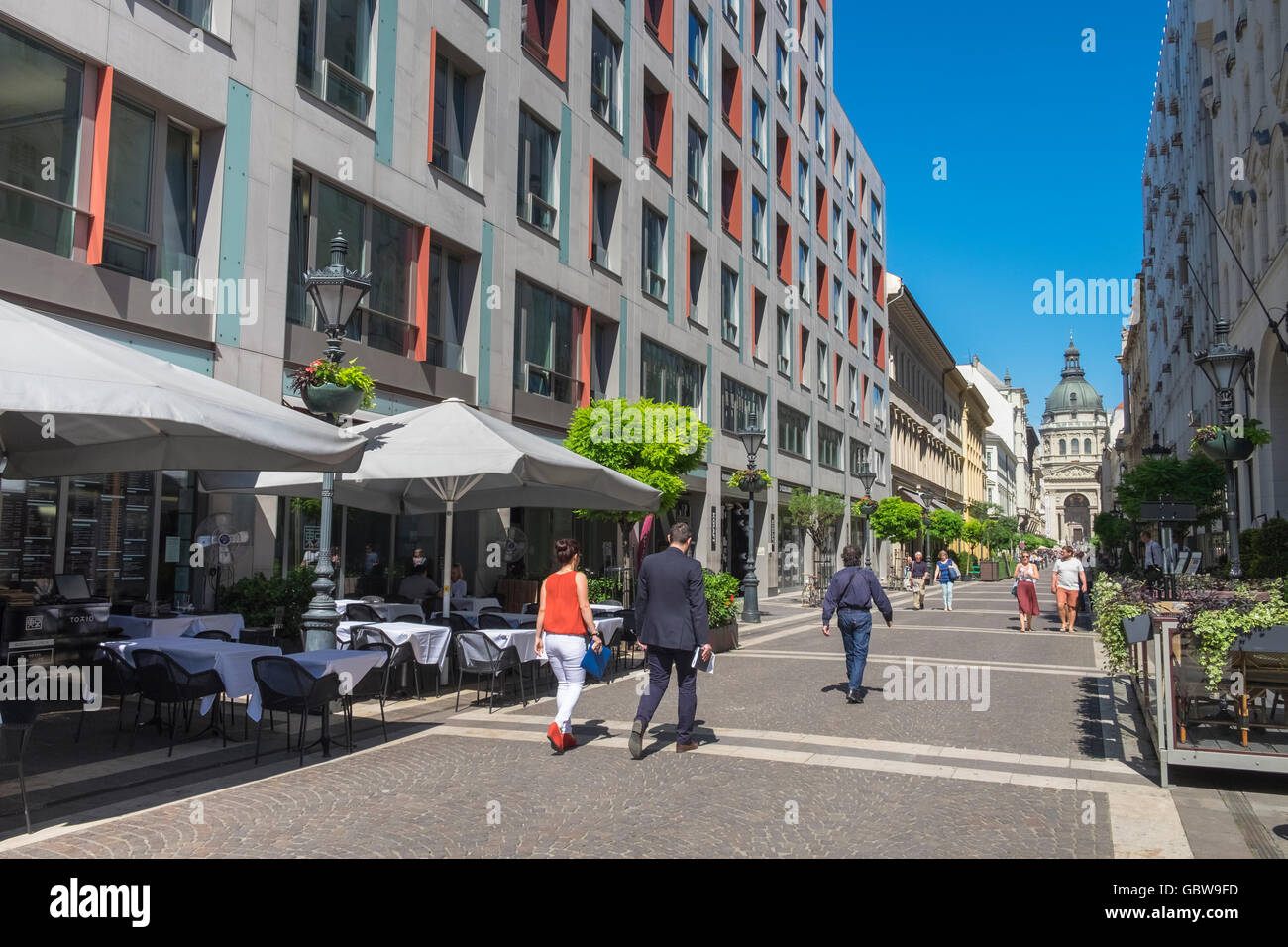 Typical street scene in central Budapest featuring a mix of modern and ...