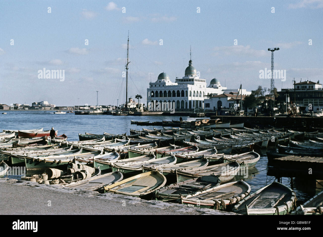 geography / travel, Egypt, Port Said, harbour, boats, 1956, Additional ...