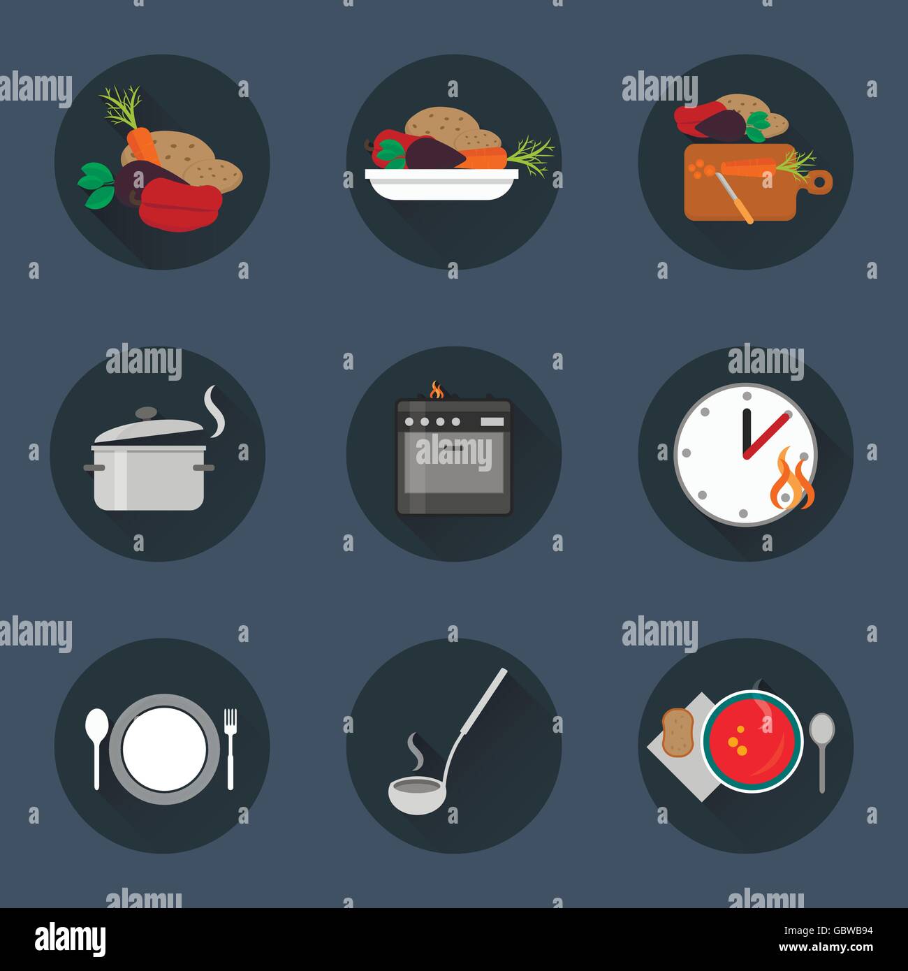 Cooking process icon set Stock Vector Image & Art - Alamy