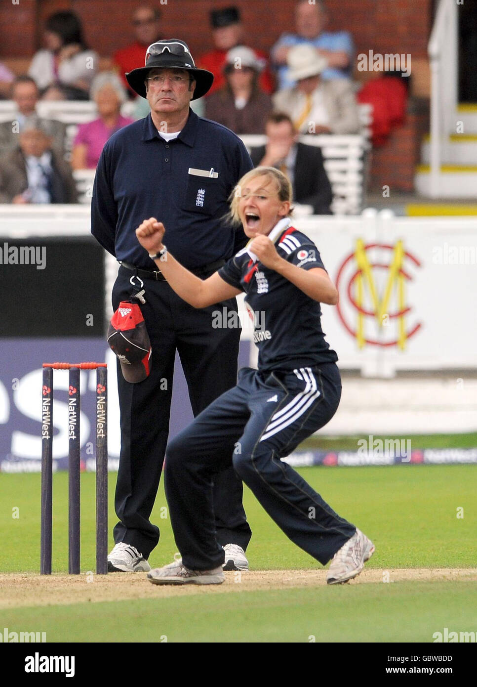 England's Laura Marsh celebrates after bowling out Australia's Lisa ...