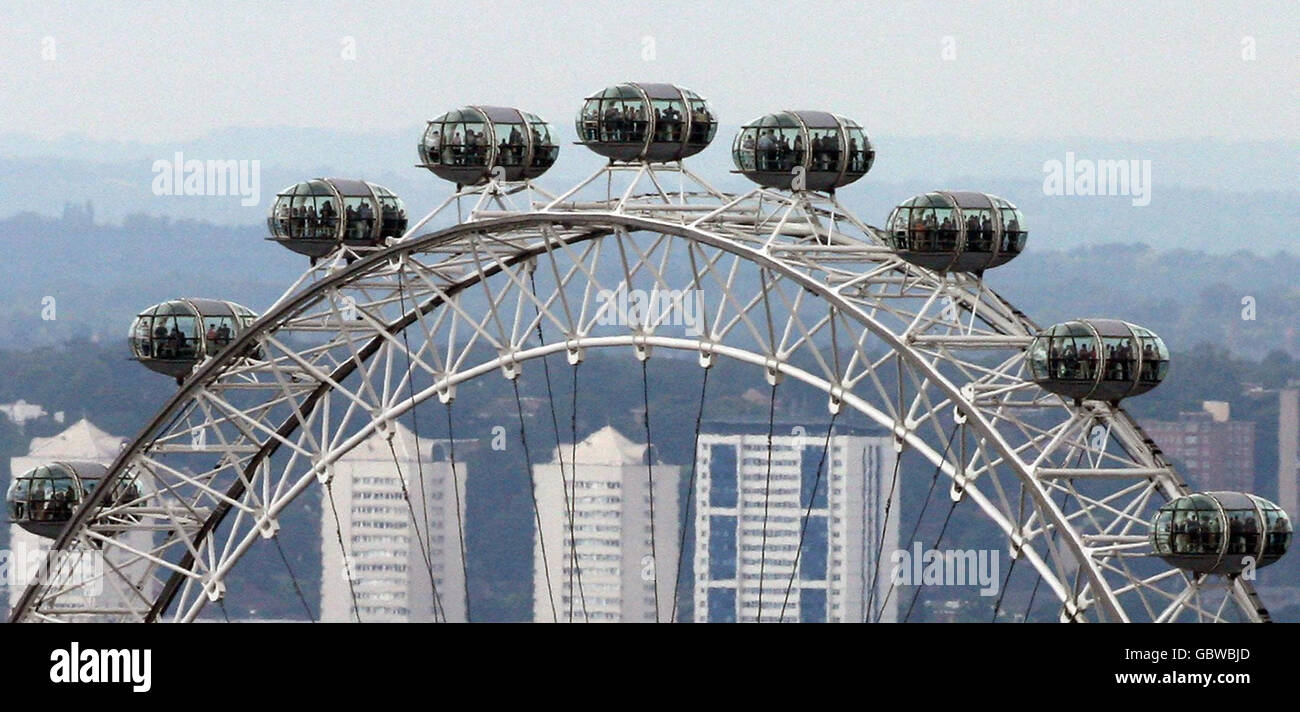 A view of The London Eye taken from the Cromwell Tower on the Barbican ...