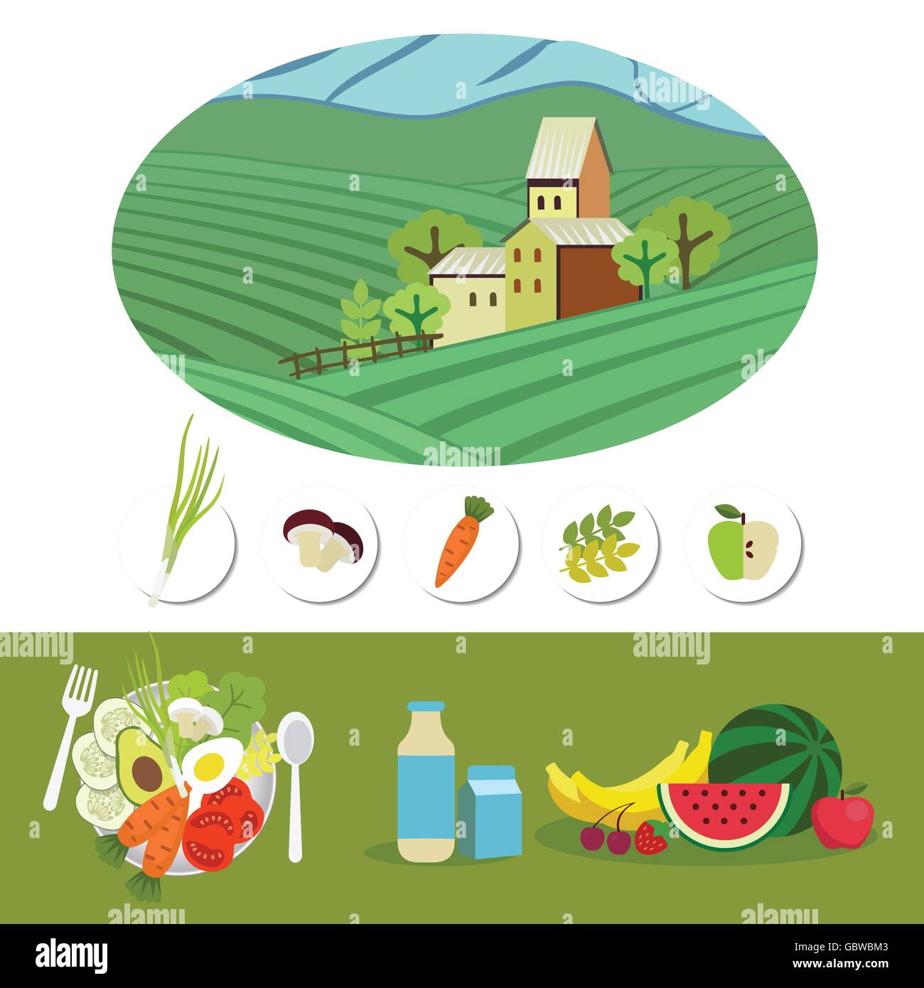 Food background organic farm Stock Vector Images - Alamy