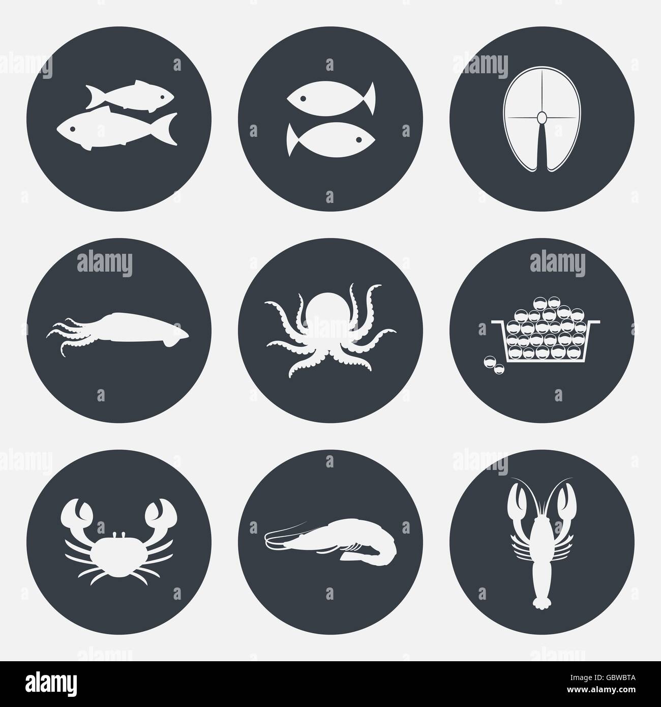 Set of seafood icons Stock Vector Image & Art - Alamy