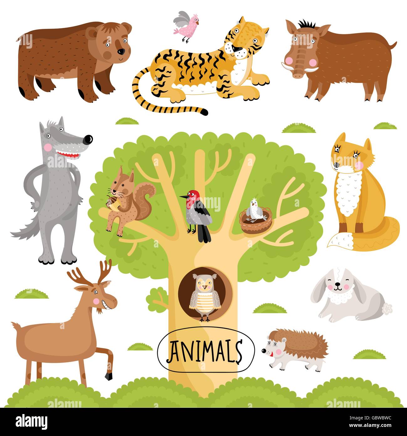 Wolf with young animals Stock Vector Images - Alamy