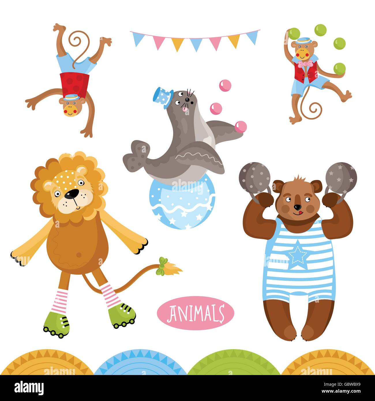 Vector Circus animals perform tricks Stock Vector Image & Art - Alamy