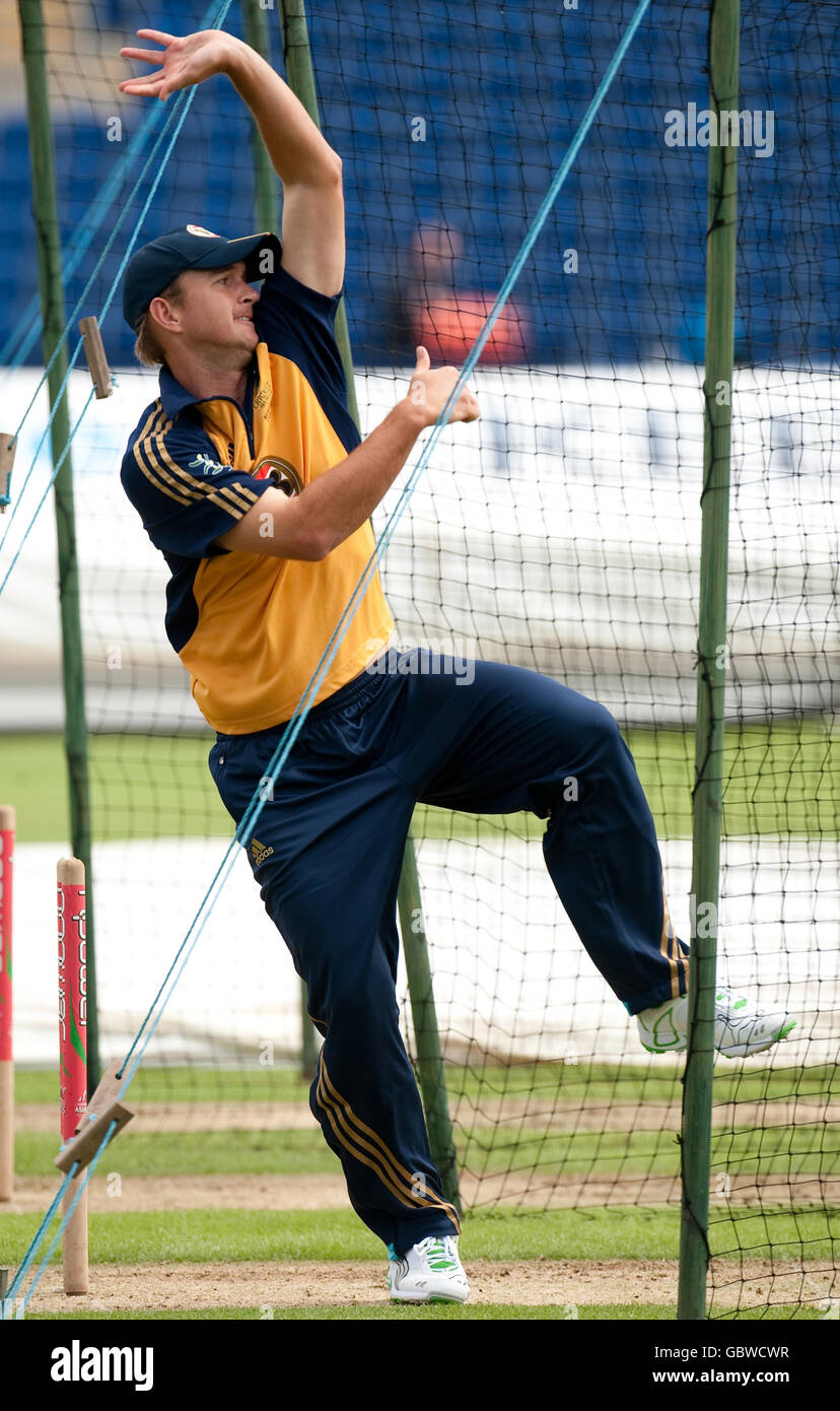 Australias nathan hauritz during the nets session at sophia gardens hi ...
