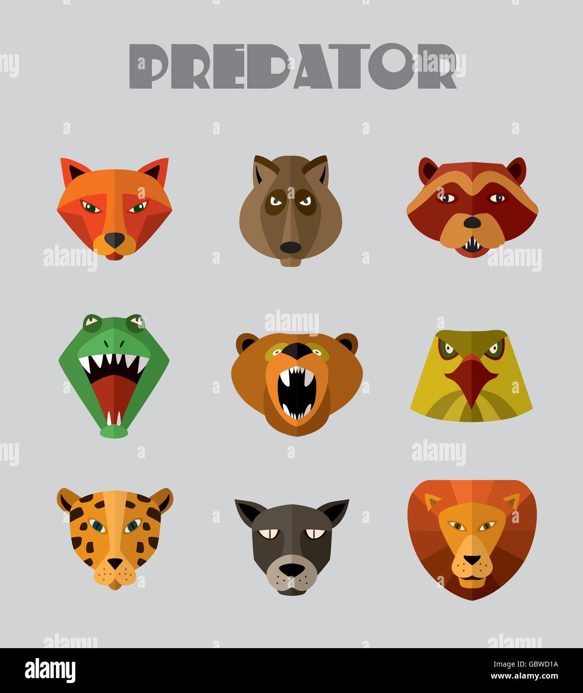 Predator animals icons. Vector format Stock Vector Image & Art - Alamy