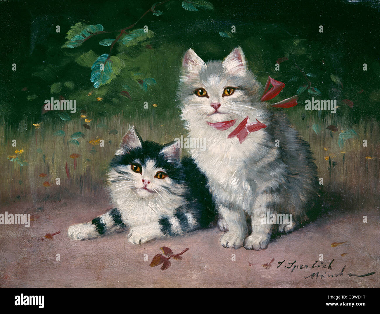 fine arts, Sperlich, Sophie (1863 - 1906), painting "Cats", Wimmer ...