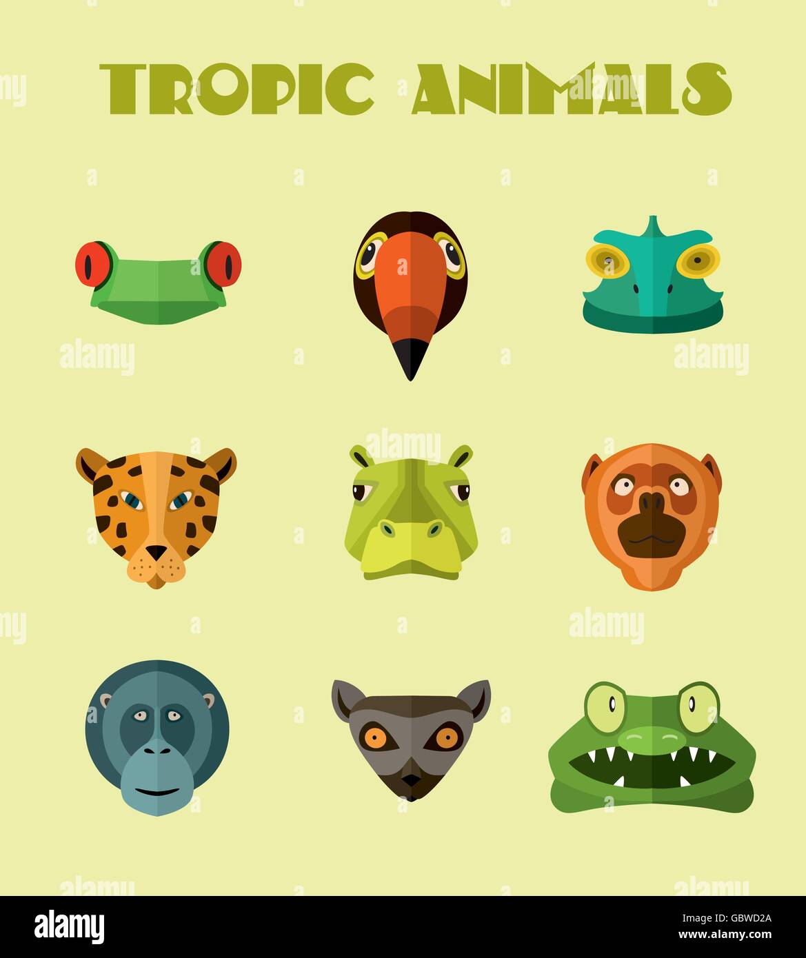 Tropical animals icons. Vector format Stock Vector Image & Art - Alamy