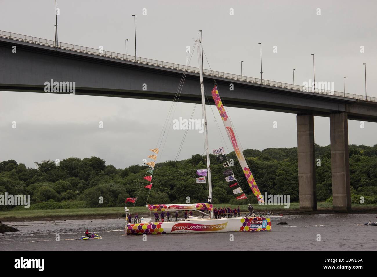 Derry Londonderry Doire clipper yacht arrives in Derry Stock Photo - Alamy