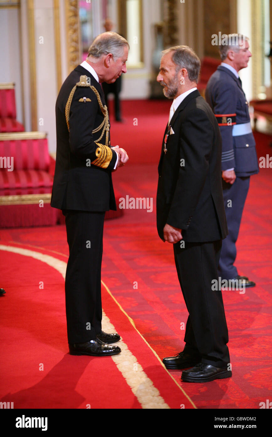 Mr. Rex Sadler from Falmouth is made an MBE by the Prince of Wales at ...