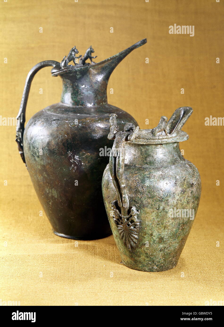 fine arts, ancient world, Etruscans, sculpture, two beak-spouted jugs ...