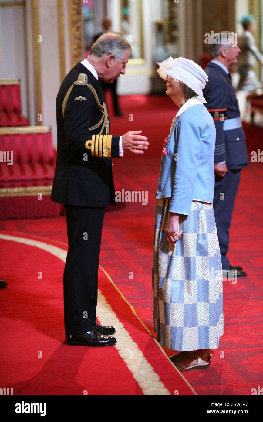 Jean Gilchrist is made an MBE by the Prince of Wales at Buckingham ...