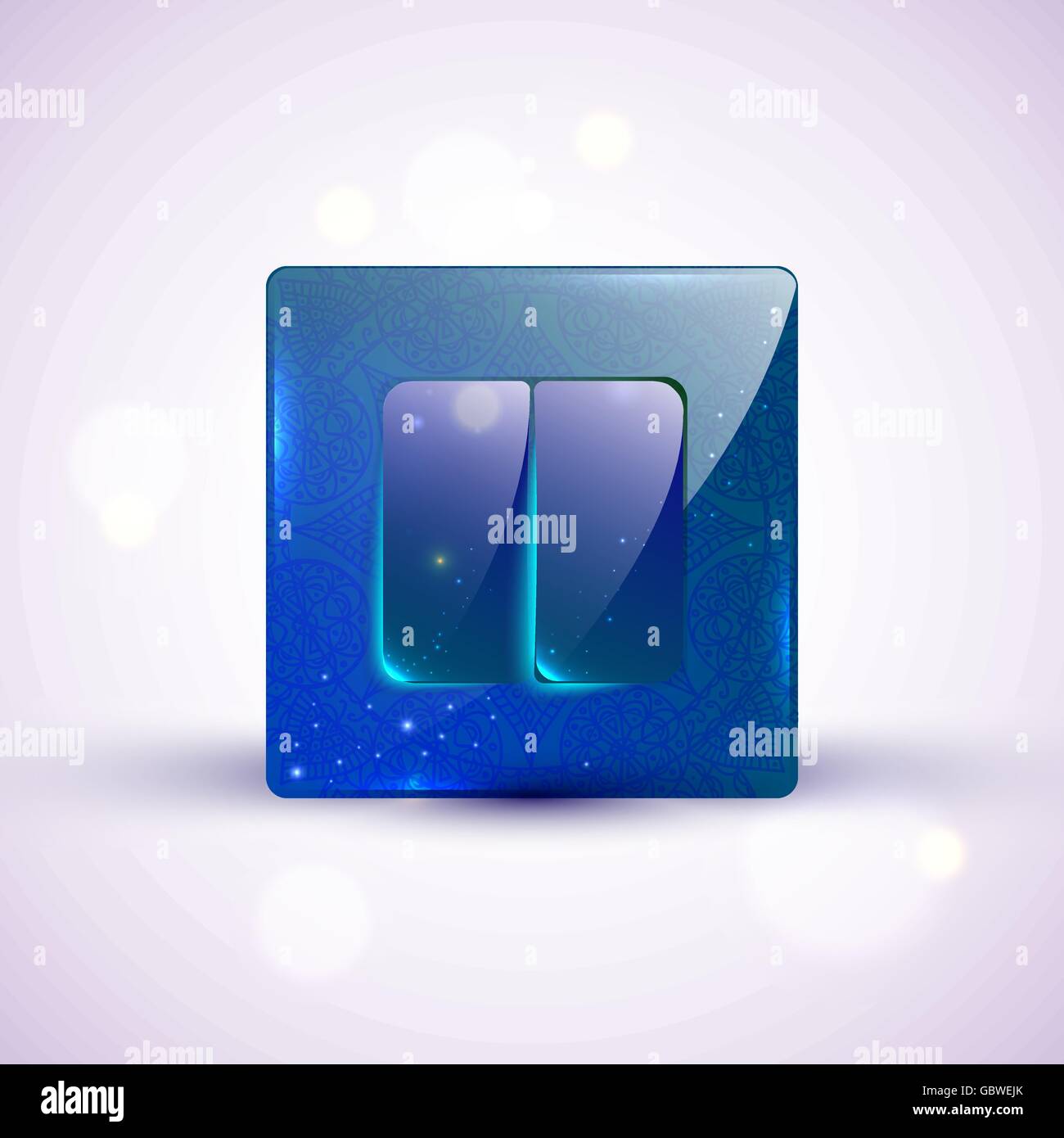 On/Off blue glass switch with ornament Stock Vector Image & Art - Alamy
