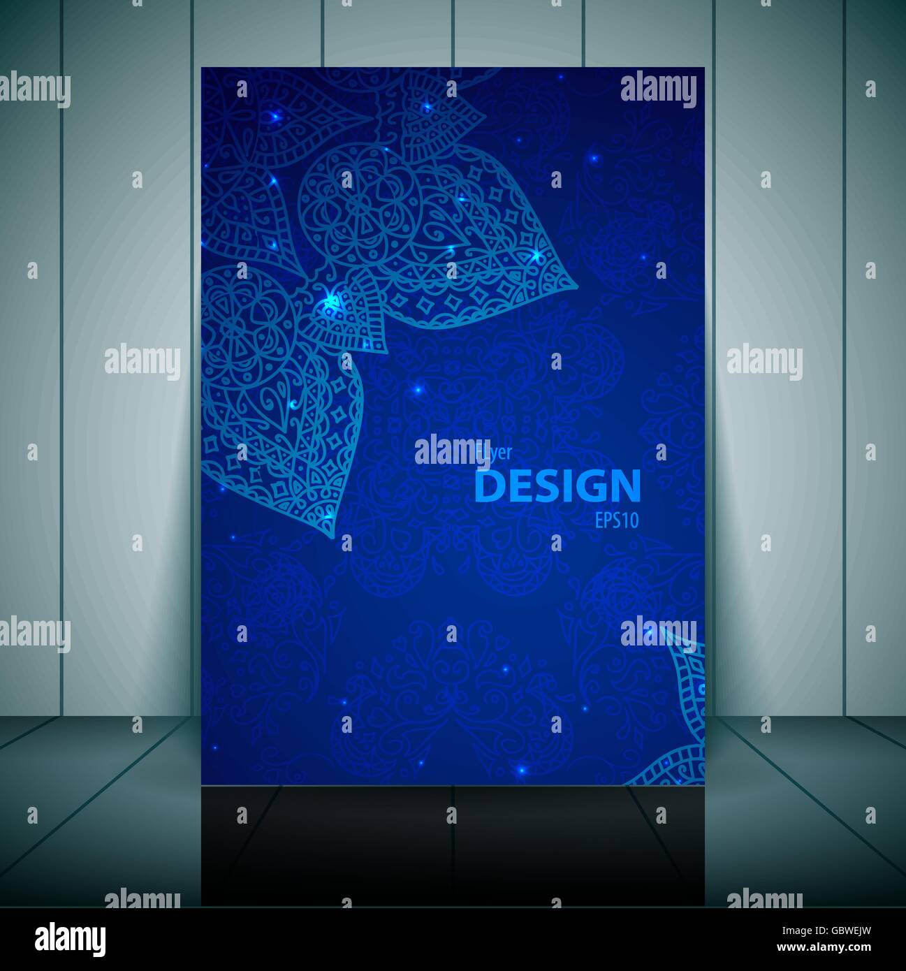 Blue Business Flayer Template with indian ornament. Vector illustration ...