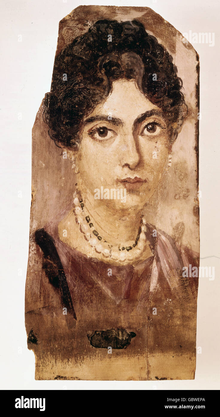 fine arts, Egypt, late years, mummy portrait of a woman, Fayum, Roman ...
