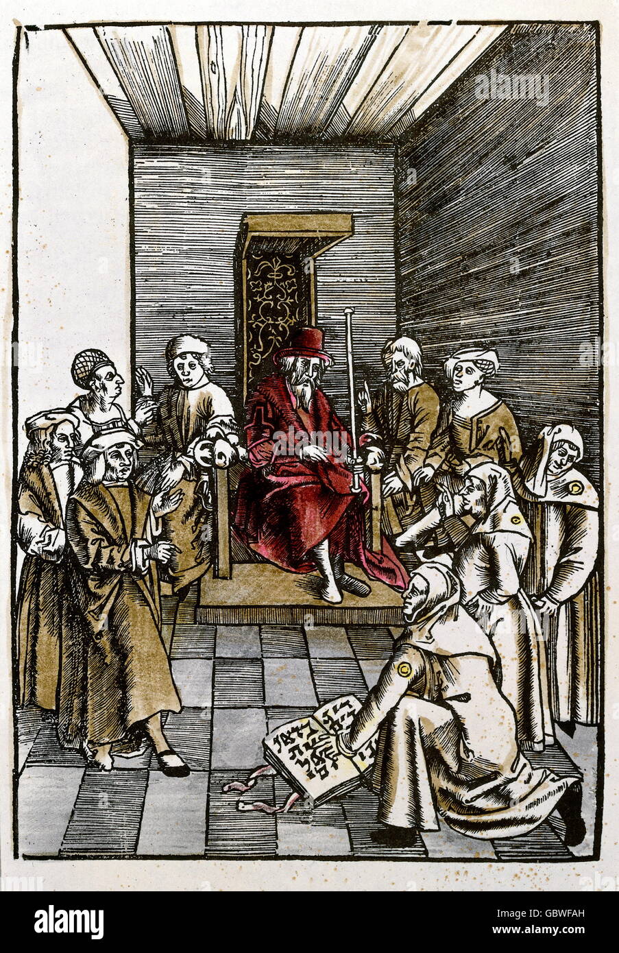 Judaism / Jewry and persecution of Jews, Jews in trial, coloured ...