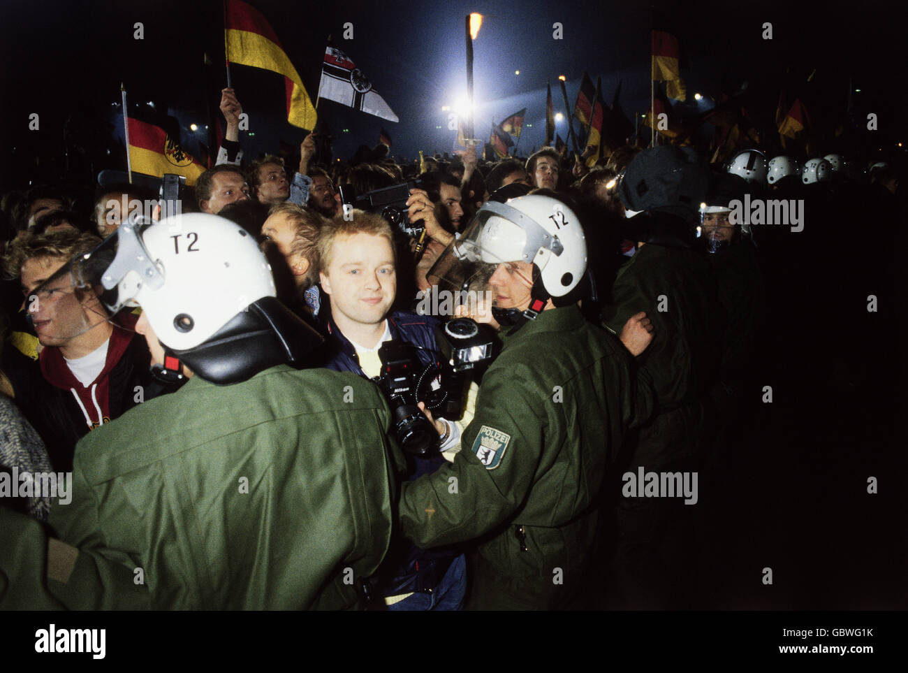 geography / travel, Germany, German reunification, riots in the night ...