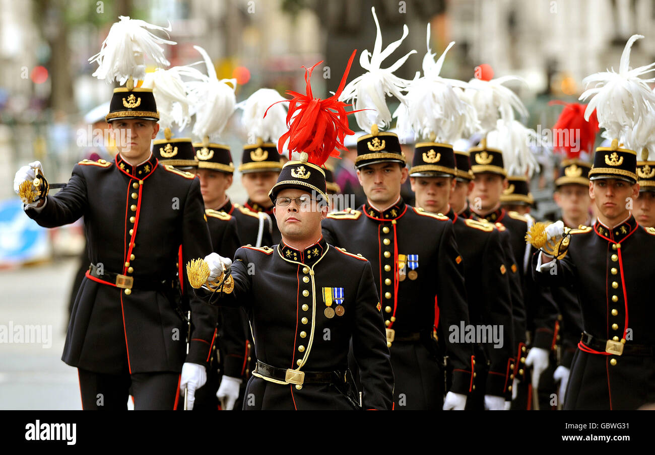 A contingent of solders from Belgium march down Whitehall, at the 75th ...
