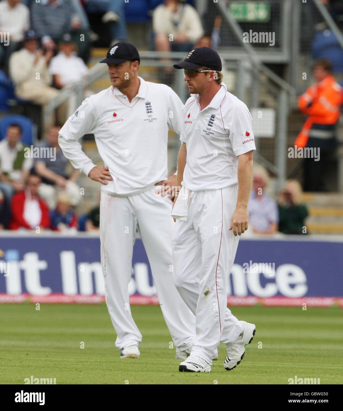 England's Paul Collingwood and Andrew Flintoff show their dejection as ...