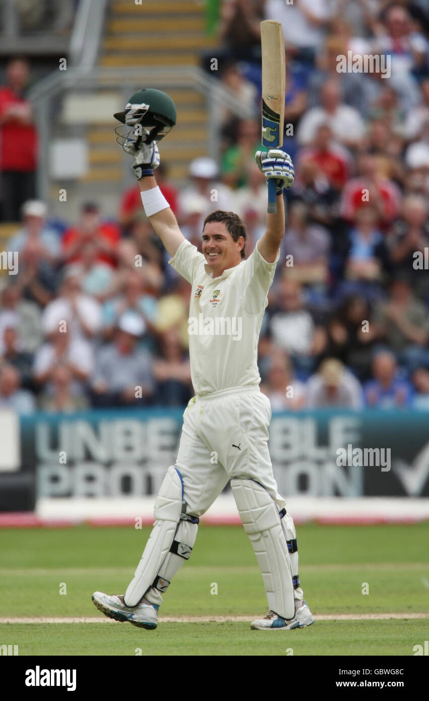 Australia's Marcus North celebrates his century during day three of the ...