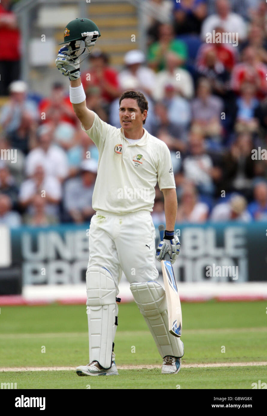 Australia's Marcus North celebrates his century during day three of the ...
