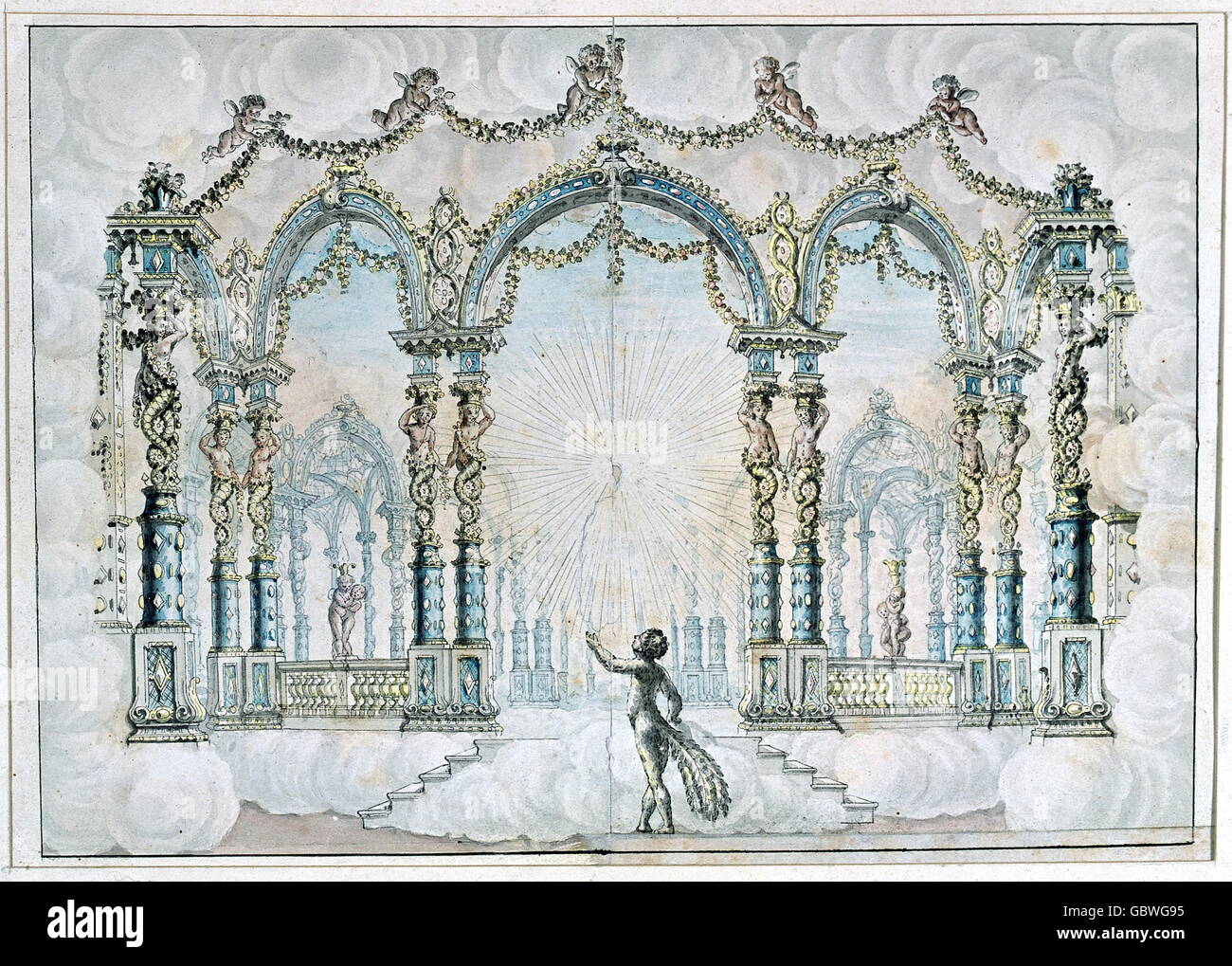 theatre, stage design, opera "The Magic Flute" by Wolfgang Amadeus ...