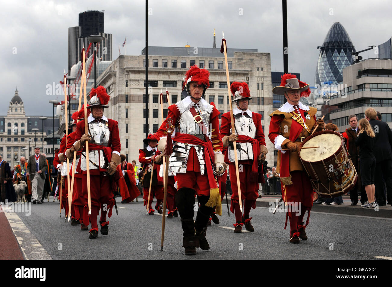 Pike men accompany Lord Mayor of London, Alderman Ian Luder, as he ...