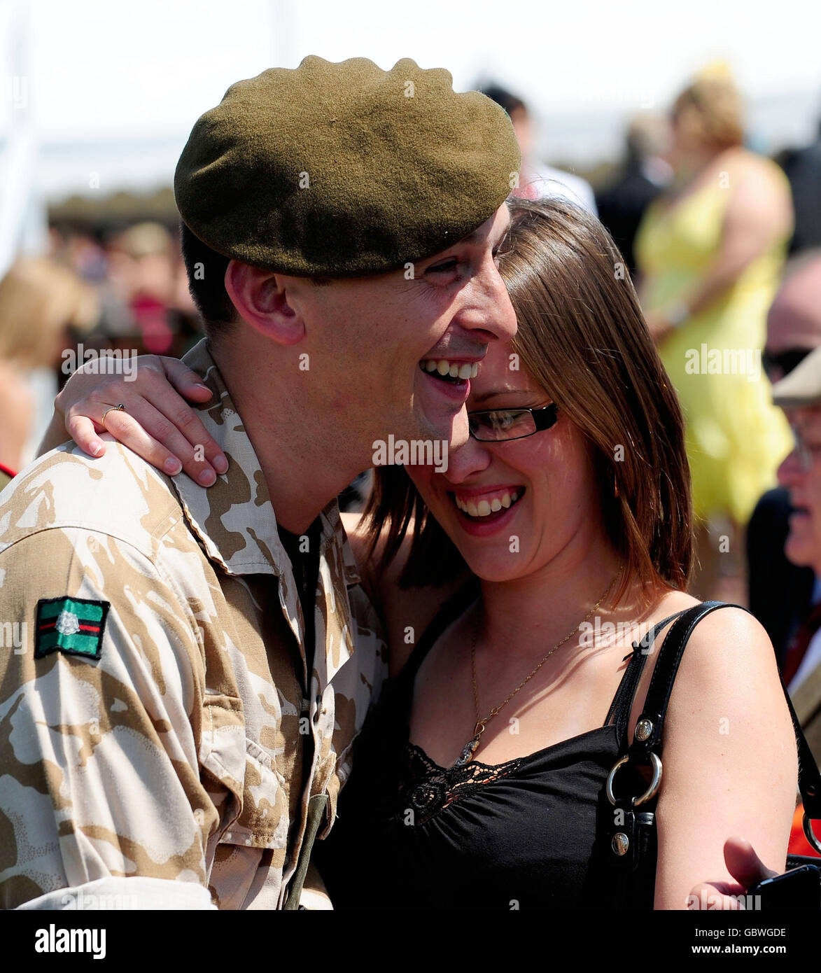 Private Mark Brook, from Sheffield, hugs his girlfriend Stephanie ...