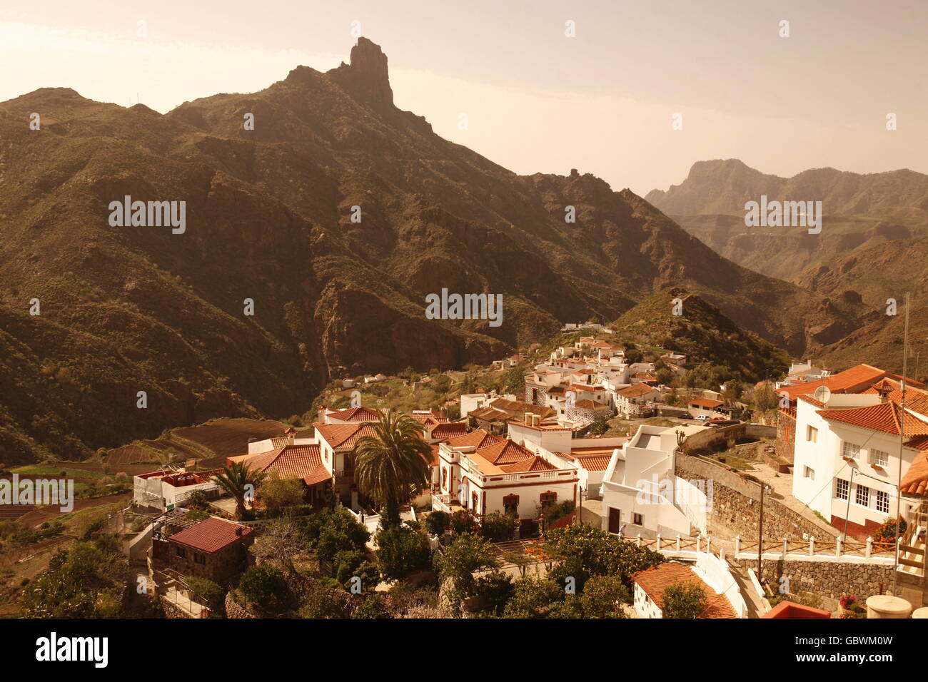 The mountain Village of Tejeda in the centre of the Canary Island of ...