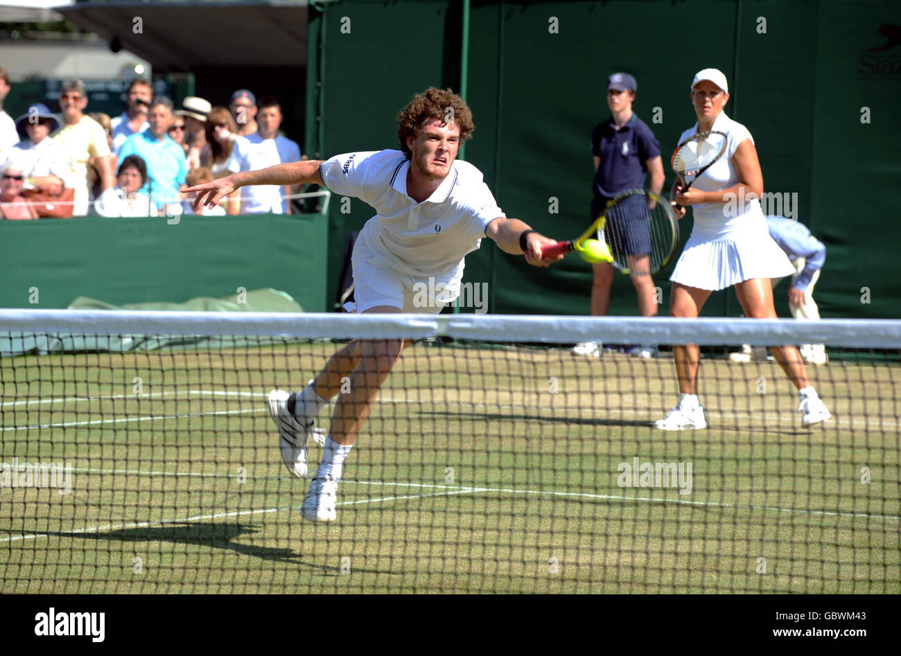 Great Britain's Jamie Murray in his doubles match during the Wimbledon ...