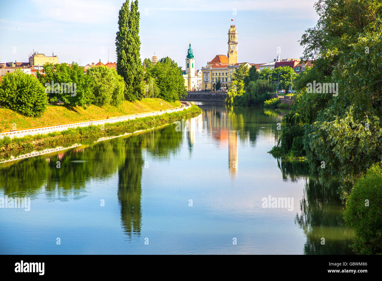 The River Crisul Repede flowing through Oradea in Romania Stock Photo ...