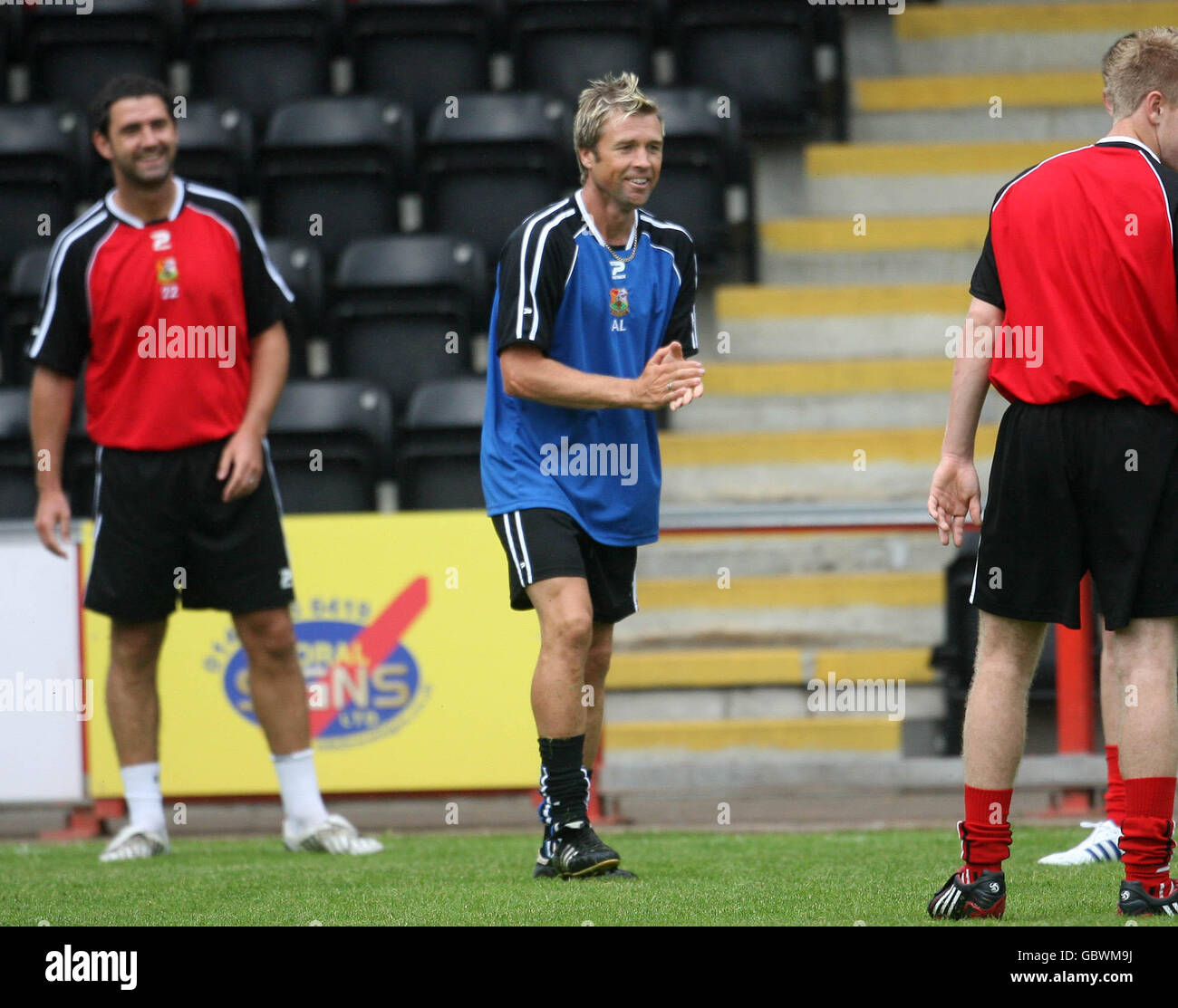 Llanelli manager andy legg during at the excelsior stadium hi-res stock ...
