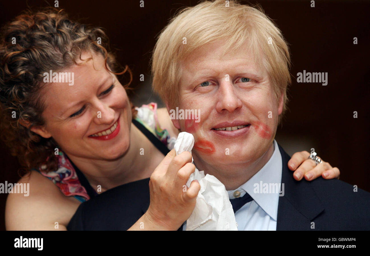 Madame Tussauds colouring manager Zoe Walton with the waxwork of Boris ...
