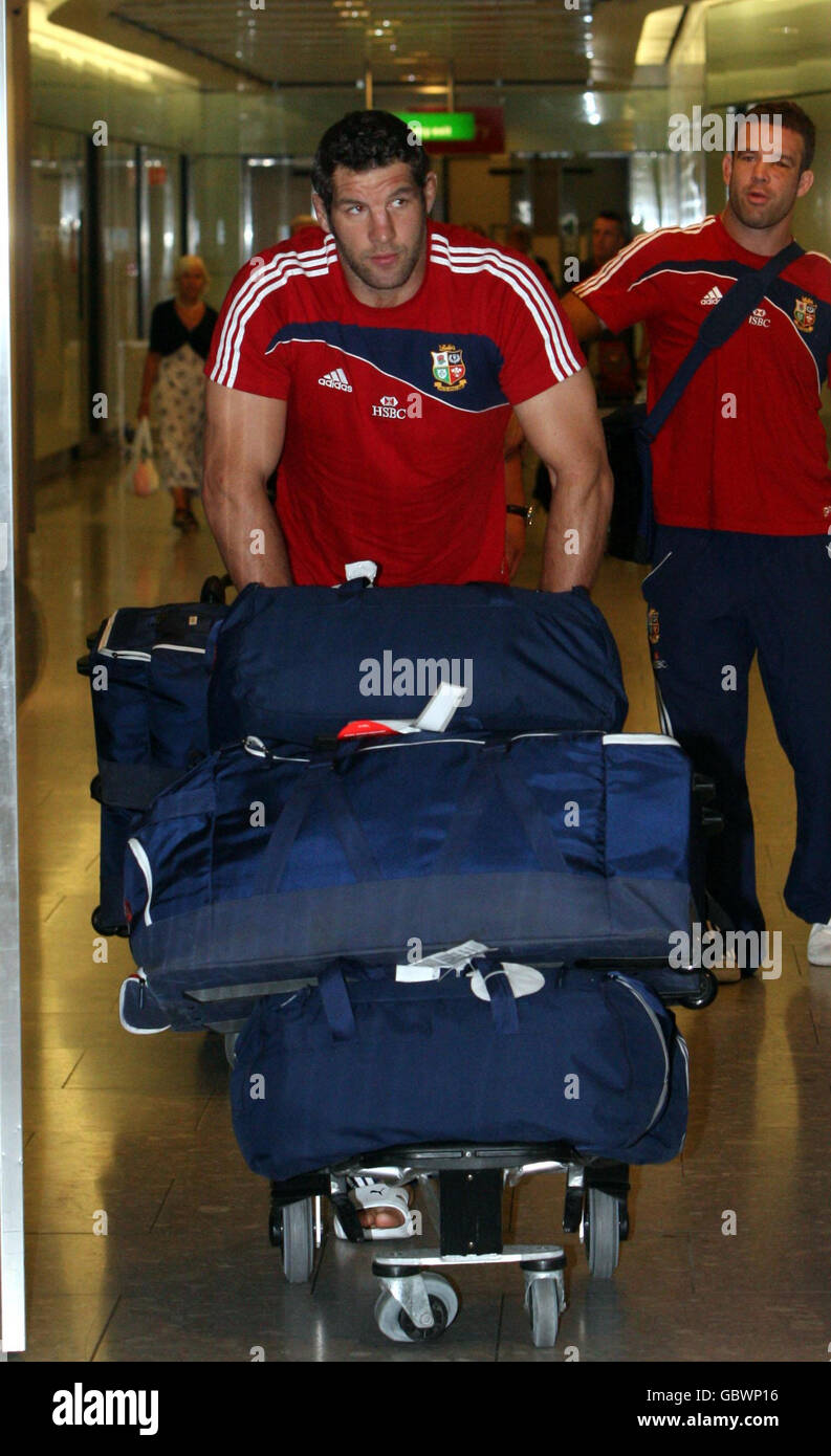 British & Irish Lions' Simon Shaw arrives at Heathrow Airport, London ...